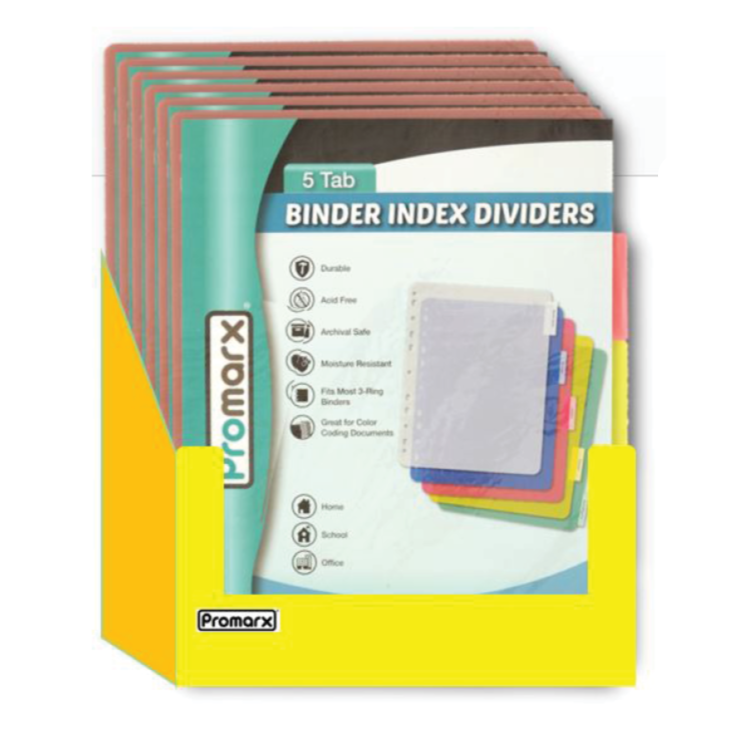 Display Tray YD01 5 Tab Poly Binder Index Divider 36 ct – Promarx